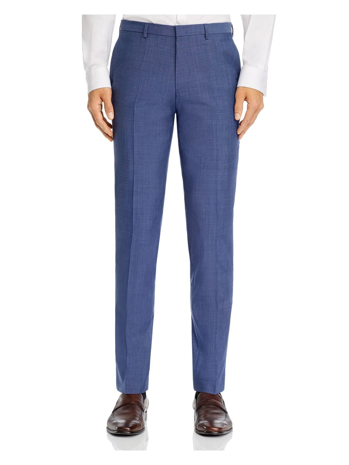 HUGO BOSS Mens Hets Blue Tapered, Plaid Extra Slim Fit Wool Blend Pant ...