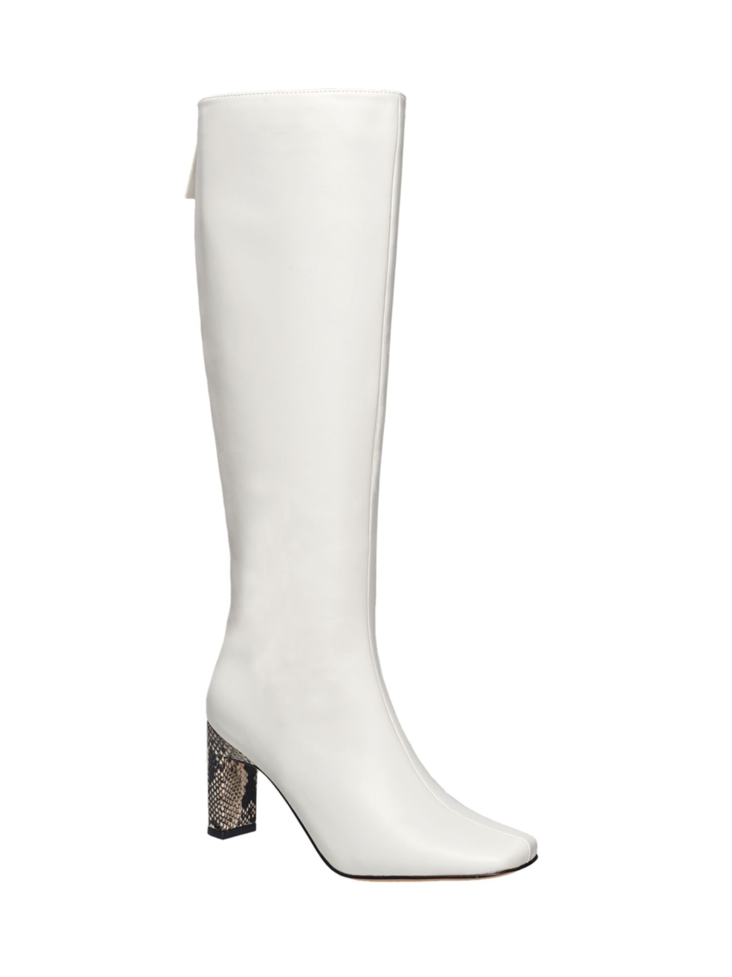 FRENCH CONNECTION Womens White Snake Heel Padded Liv Square Toe Block ...